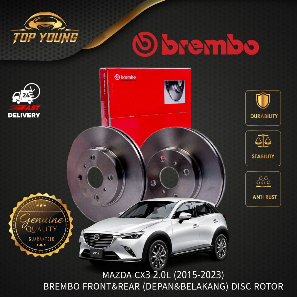 BREMBO MAZDA CX-3 CX3 2.0L 2015 - 2023 FRONT & REAR (DEPAN & BELAKANG ...
