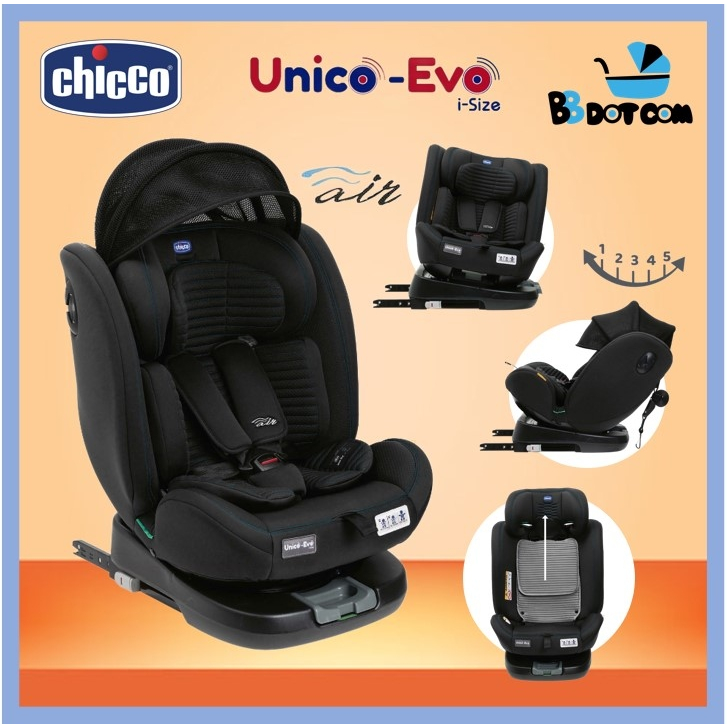 Chicco Unico Evo Air I-Size Convertible Isofix Car Seat 360 Degree Rotation ( 40 - 150cm ...