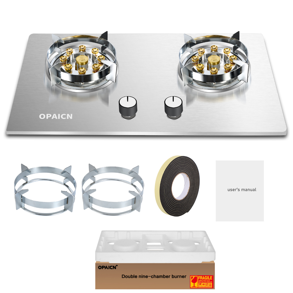SUKINBO 9.2KW 2 Burner Stainless Steel Gas Stove Built-in/Tabletop Gas ...