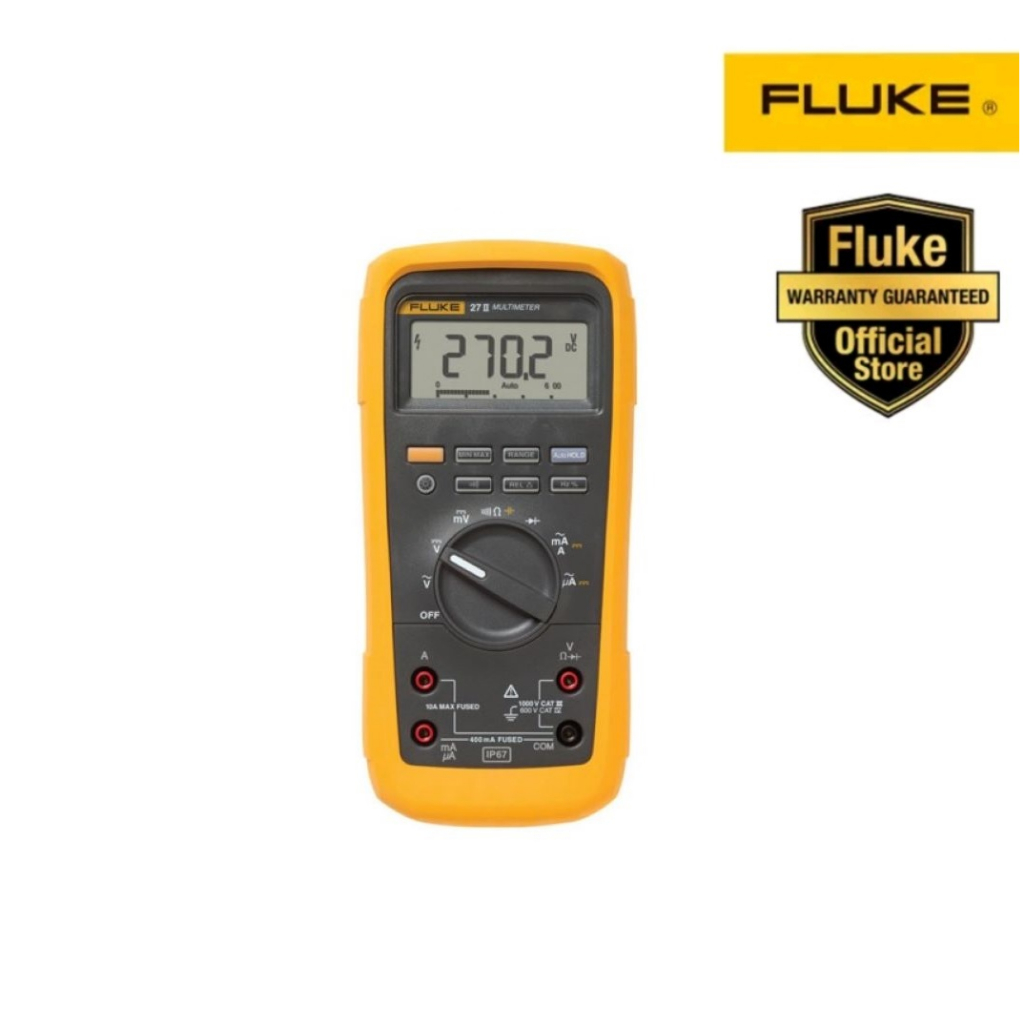 Fluke 27 II Rugged IP 67 Digital Multimeter, Measure up to 1000 V AC ...