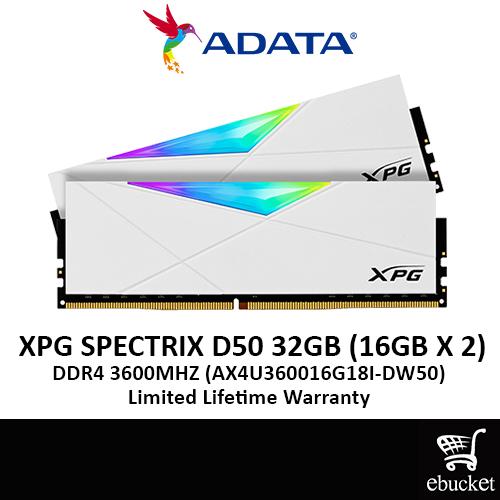 ADATA XPG SPECTRIX D50 32GB (16GB X 2) KIT DDR4 3600MHz RGB GAMING RAM ...