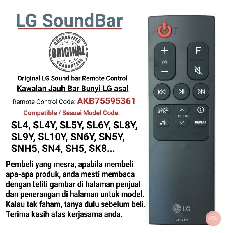 LG SoundBar Remote Control AKB75595361 ( Original or High Quality ...