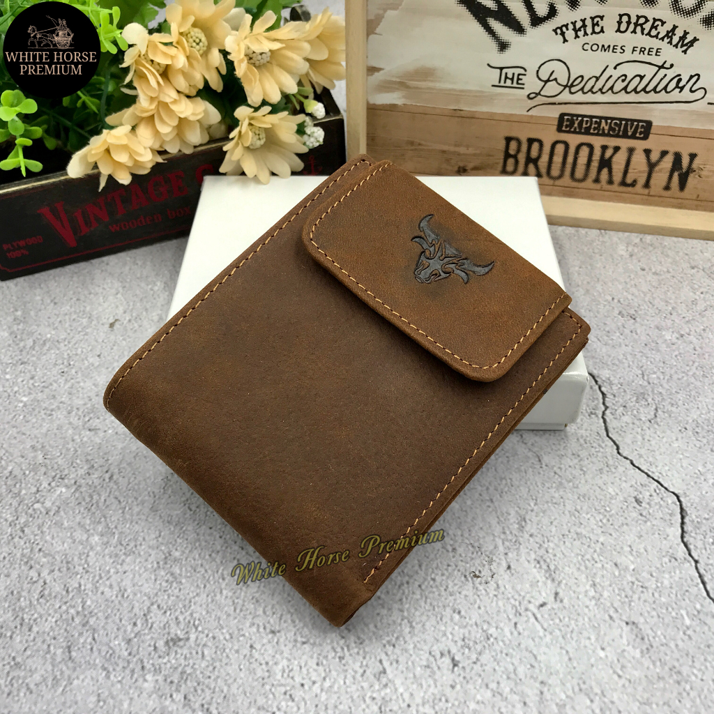 Rush Rider Full Cow Leather Wallet Men Snap Closure Short Wallet ...