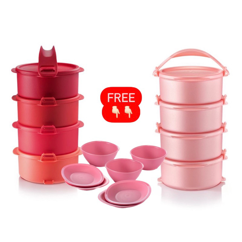 Tupperware Tiffin set + dessert plate & bowl set | Shopee Malaysia