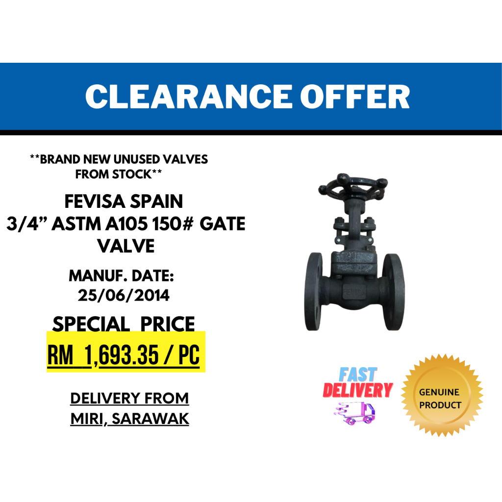 [READY STOCK] FEVISA SPAIN 3/4” ASTM A105 150# GATE VALVE | Shopee Malaysia