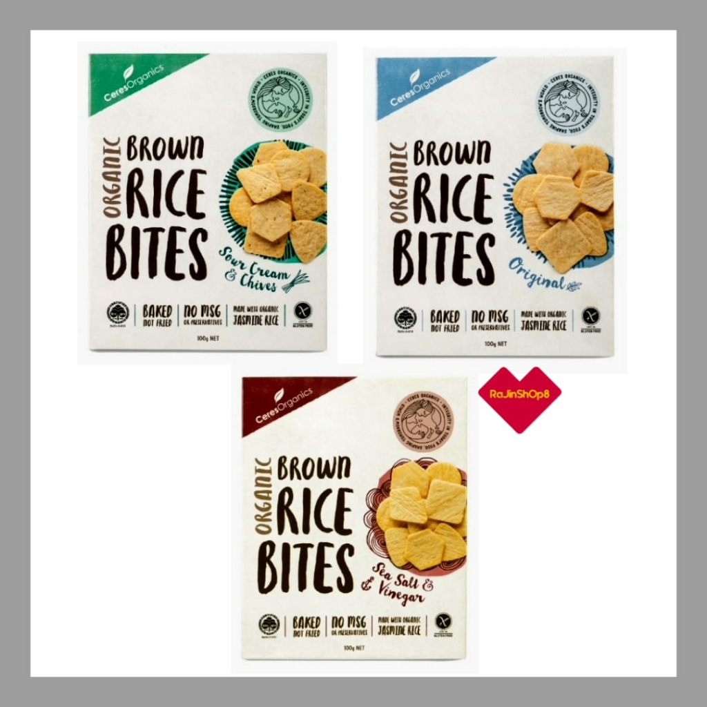 CERES Organic Brown Rice Bites – 100g | Original, Sea Salt & Vinegar ...