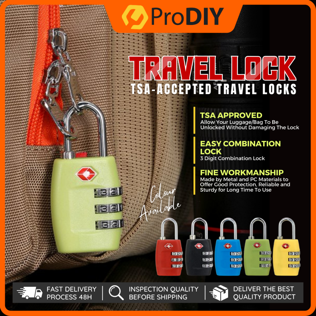 3 Digit Combination Travel Luggage Suitcase Code Lock Padlock TSA ...