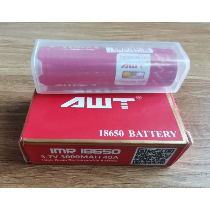 2pcs Rechargable Battery AWT IMR 18650 (3.7V 3000MAH 40A) Original High ...