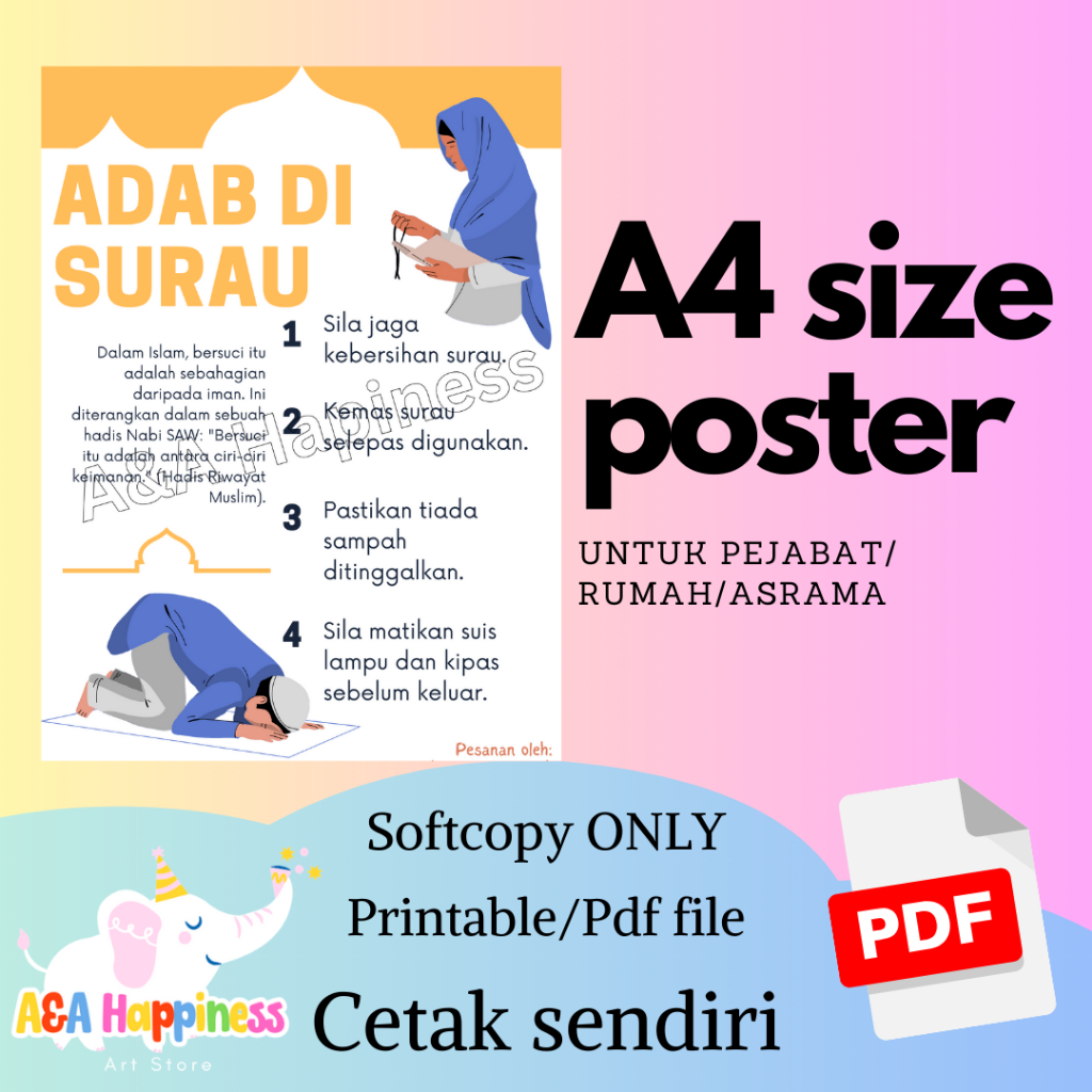 [PDF] Printable Poster Adab Di Surau untuk Homestay/Pejabat/Rumah/Hostel(Softcopy ONLY) | Shopee ...