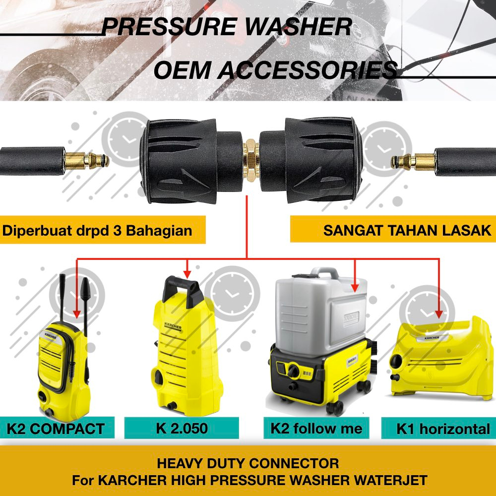 🔫 HEAVY DUTY CONNECTOR PANJANG KARCHER K2 K2.05 K1 PRESSURE WASHER WATERJET CLEANER 2.050 K 2 K ...