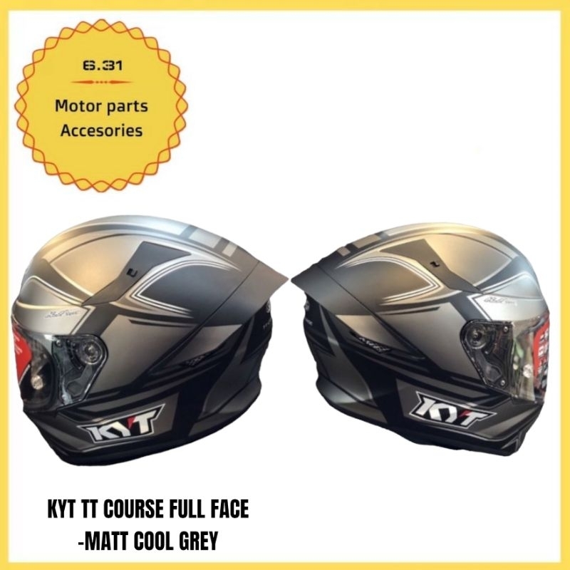 100 % ORIGINAL KYT TT COURSE KYT FULL FACE FULL FACE MATT COOL GREY ...