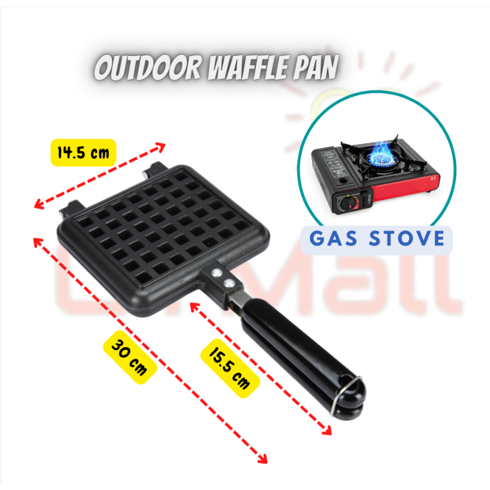 Camping Waffle Maker Pan Waffer Pan Gas Double Outdoor Pancake Pan Non ...