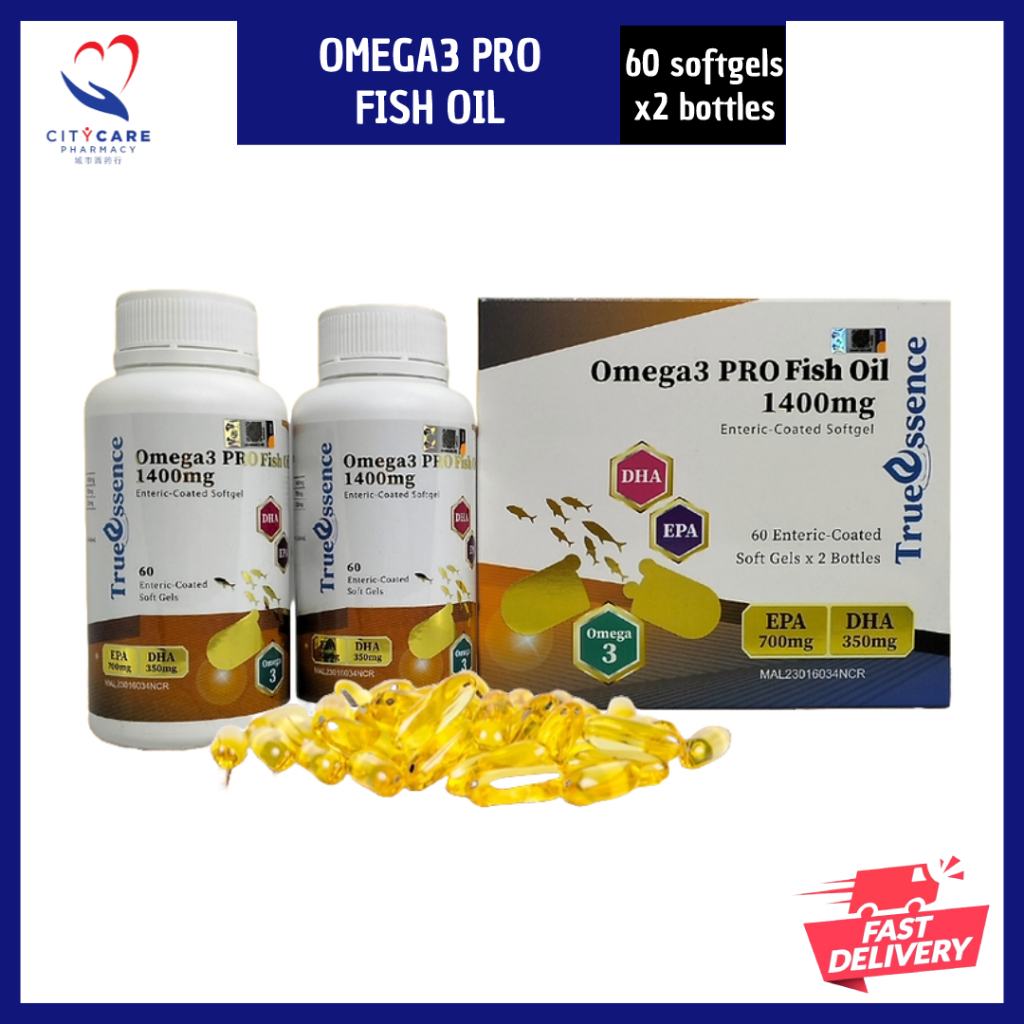 [EXP 01/2027]True Essence Omega3 Pro Fish Oil 1400mg (60 Enteric-Coated ...