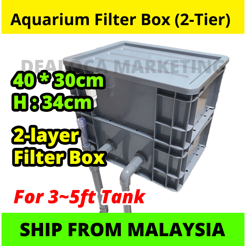 Aquarium Filter Box 40x30cm 2-Layers Koi Pond Filteration System Boxes ...