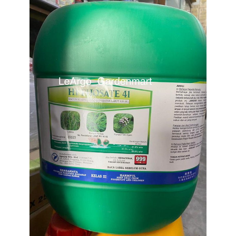 Hi Phosate 41 (20L)/Racun Rumput (Sama dengan Ecomax/Ken-up/Round-up ...