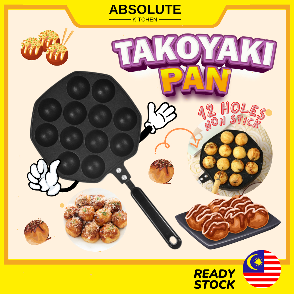 READY STOCK🇲🇾 12 Holes Aluminum Alloy Takoyaki Pan Takoyaki Maker ...