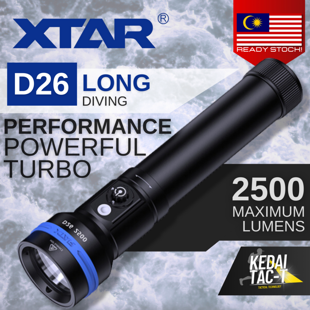 XTAR D26 Long - 2500L Powerful Diving Flashlight - ORIGINAL - Ready ...