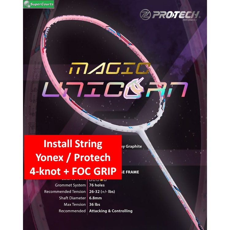 【ORIGINAL】PROTECH MAGIC UNICORN (Max 36lbs) Badminton Racket (1 pcs ...