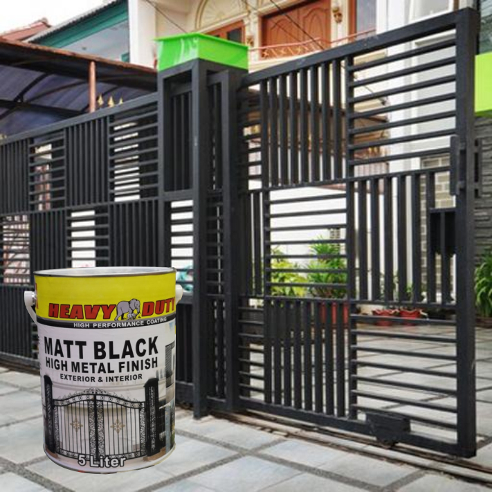 5L ( MATT BLACK ) HEAVY DUTY Brand Metal Paint Matt Black Cat Besi ...