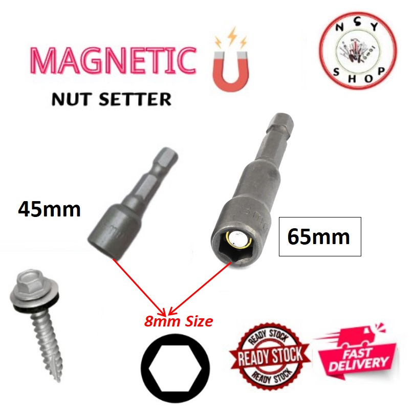 Magnetic Nut Setter/Drill Hex Nut Setter/Kunci Screw Bumbung Atap 8mm ...