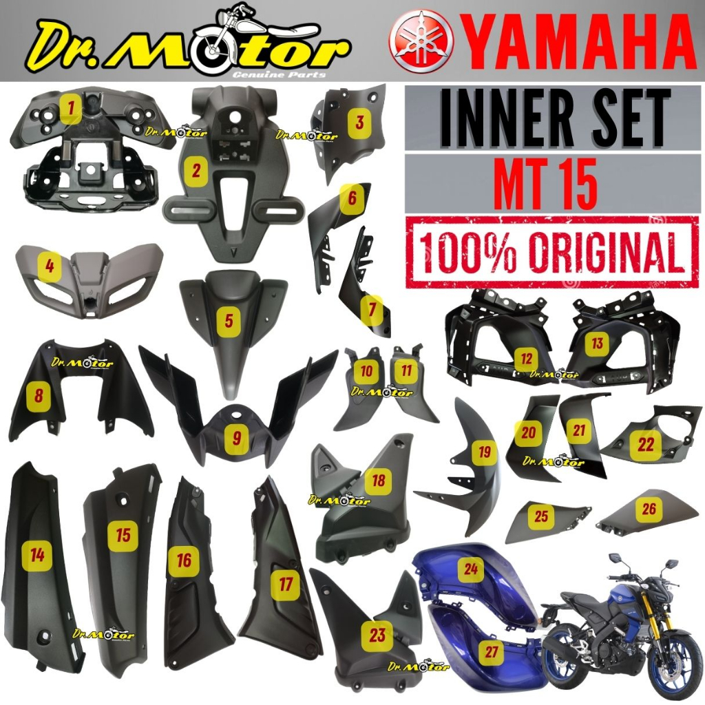 MT-15 MT15 VVA INNER SET COVER PART HITAM BLACK CAVER METER PANEL SIDE ...