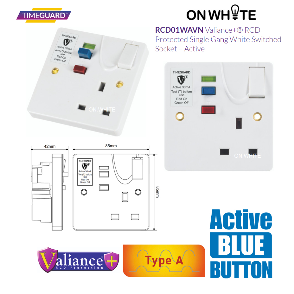 TIMEGUARD Valiance RCD Protection RCD Protected Single /Double Gang ...