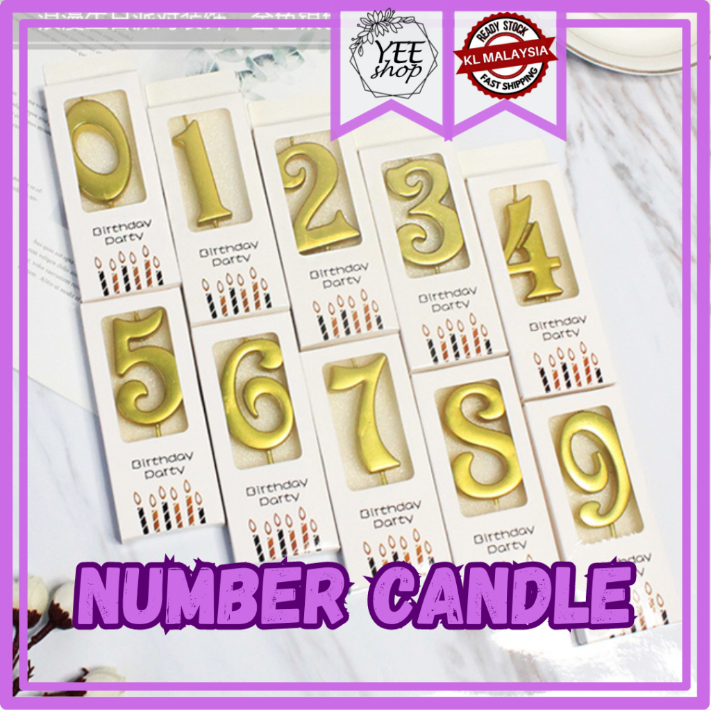 | Cake Decoration | Gold Number Birthday Cake Candle 金色镀金高档金色数字生日蜡烛蛋糕装饰 ...