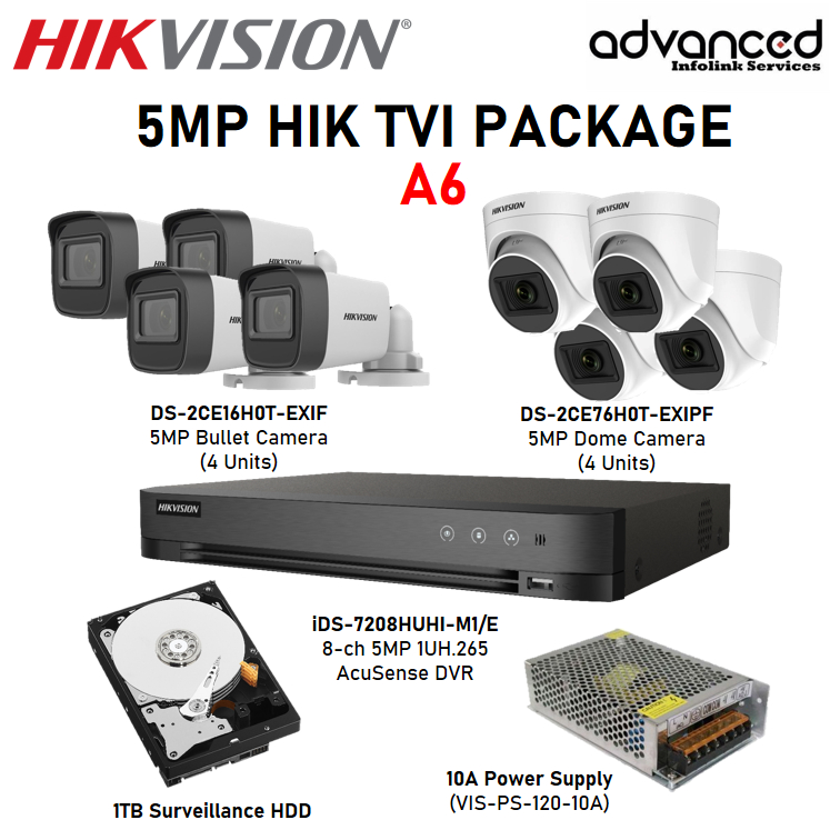 Hikvision CCTV 5MP HIK TVI 8 Channel Package A6 | Shopee Malaysia
