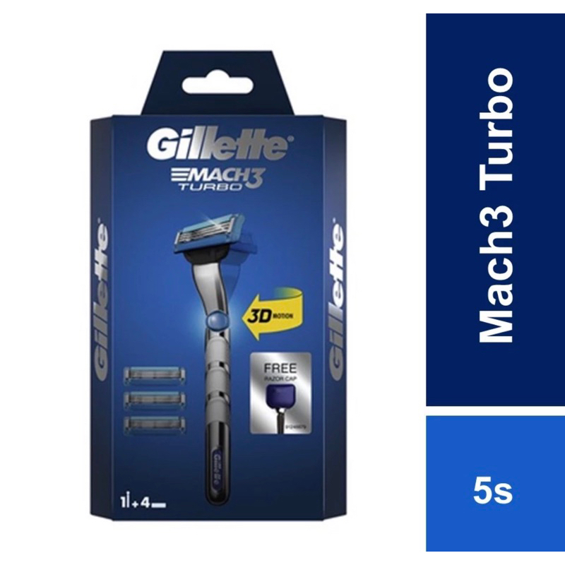 Original Gillette Mach 3 Turbo 3D Promo Pack (1 handle + 4 cartridges ...