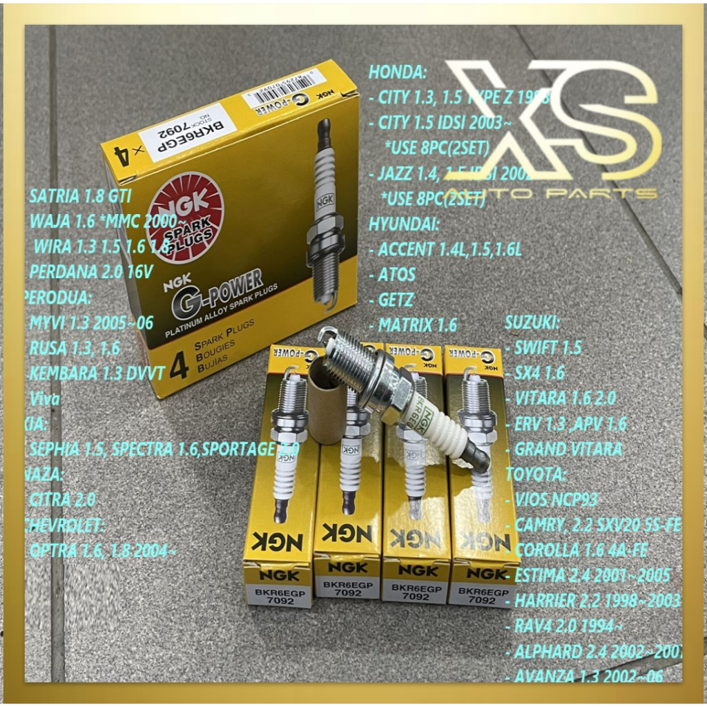 (100% ORIGINAL) NGK 7092 G-Power Platinum Alloy Spark Plugs For Myvi / Waja MMC / City / Citra ...