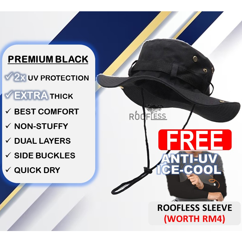 ROOFLESS Topi Camping Hat Hiking Hat Topi Bucket Hat Fishing Hat ...