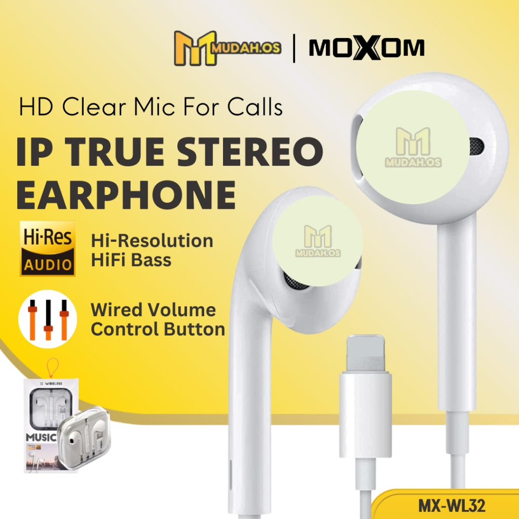 MOXOM In Ear Flat Wired Stereo Bass Earphone With Mic Volume Control MX ...