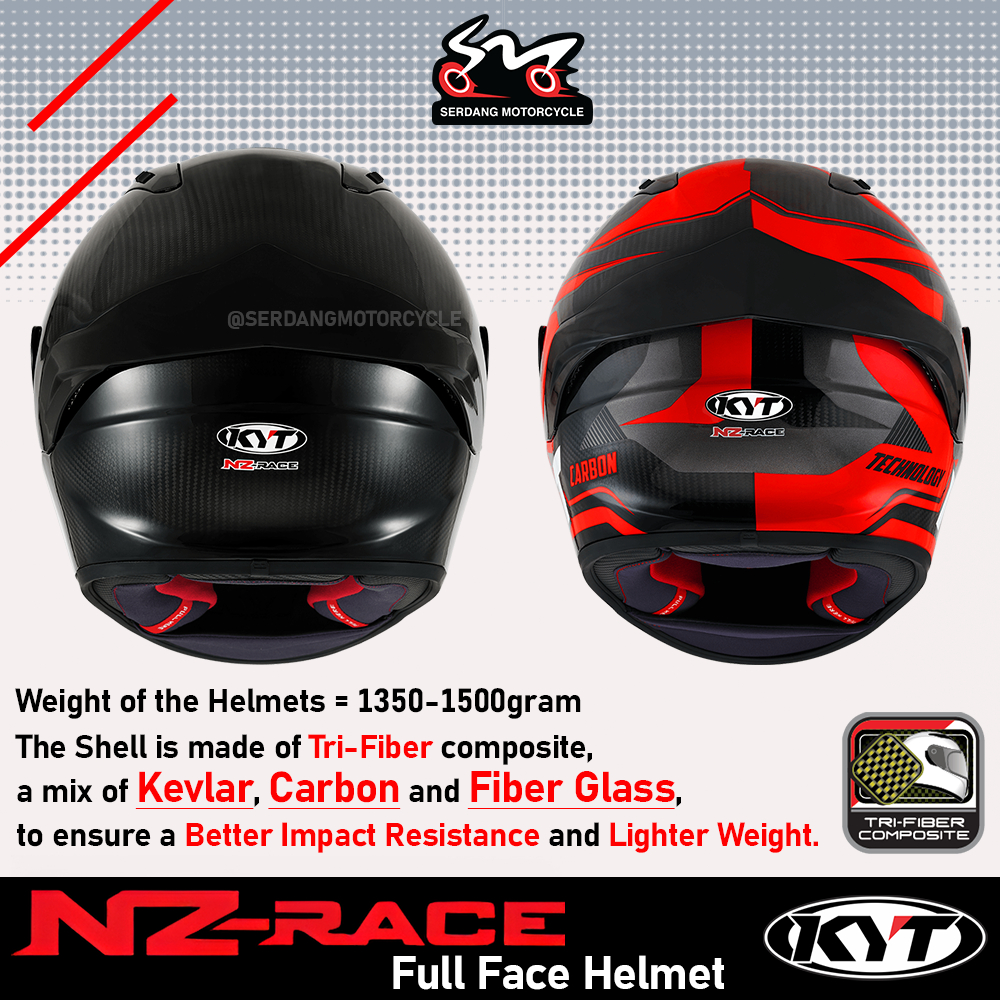 KYT NZ Race Carbon Glossy Competition Red Helmet Motor Visor Topi ...
