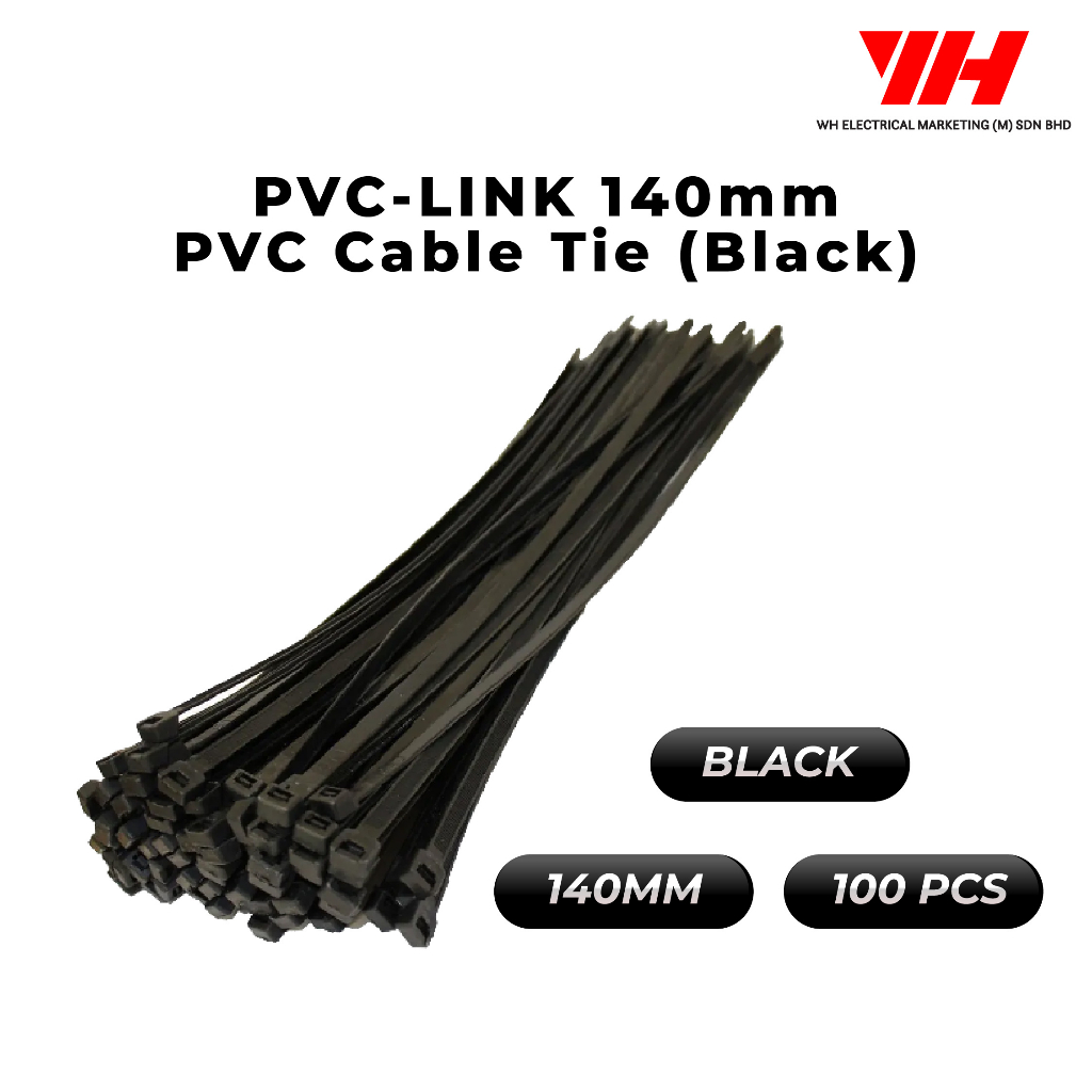 PVC -LINK 140MM PVC CABLE TIE (BLACK) - 100 pcs | Shopee Malaysia