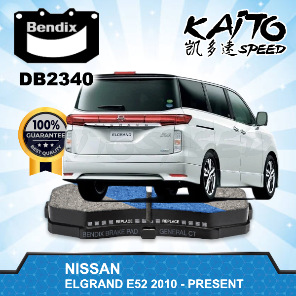 Bendix Rear Brake Pad DB2340 Nissan Elgrand E52 2010 2011 2012 2013 2014 2015 2016 2017 2018 ...