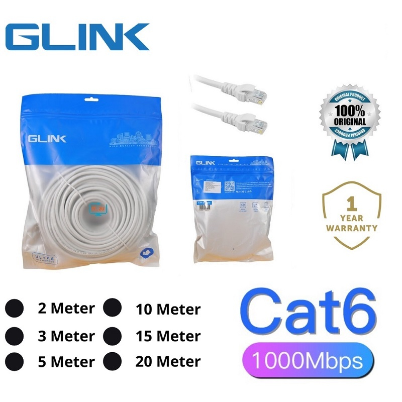 GLINK 2M/3M/5M/10M/15M/20M RJ45 CAT 6 Patch Cord LAN Network Gigabit Ethernet Cable CAT6 ...