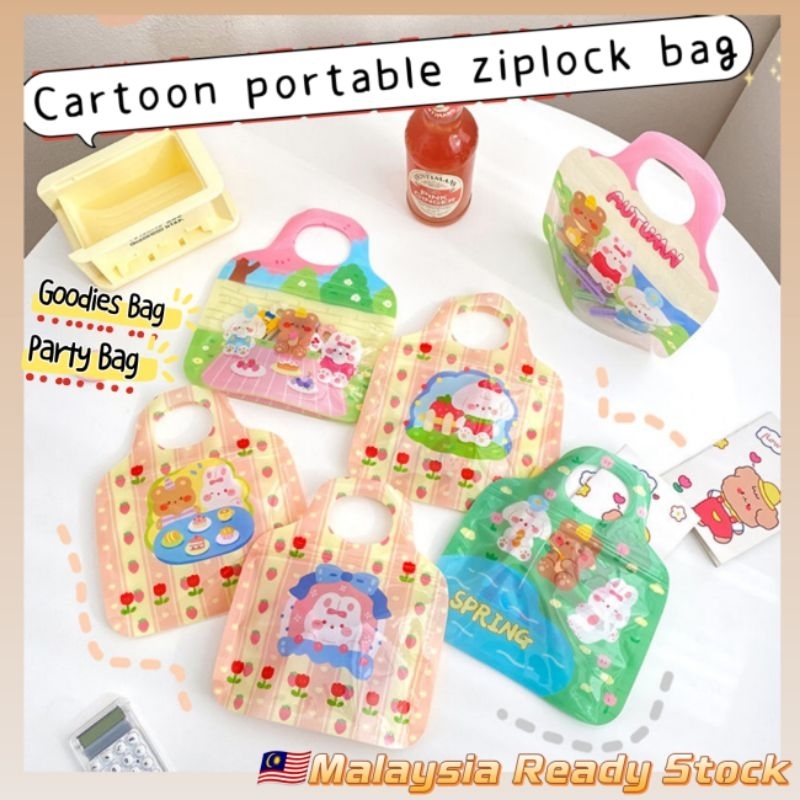Cute Cartoon Portable Ziplock Bag With Handle Goodies Bag Party Gift ...