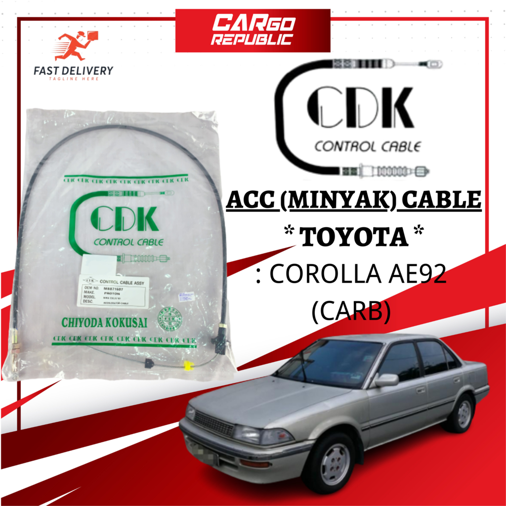 Toyota Corolla Ae92 (CARB) Acc Elerator Cable (Minyak Cable) (Acc Cable ...