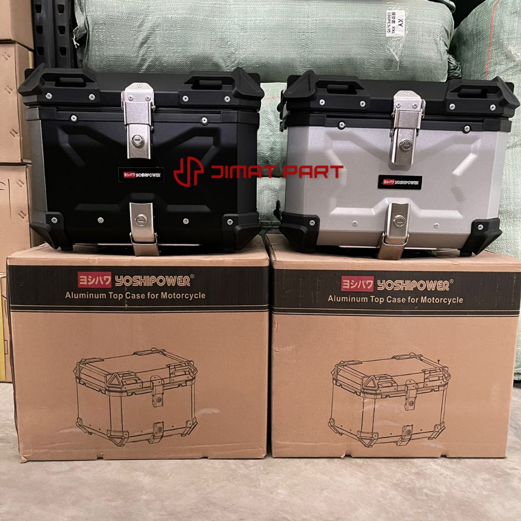 MOTORCYCLE ALUMINUM TOP BOX UNIVERSAL 45L 55L SILVER BLACK PREMIUM-X DESIGN KOTAK STORAGE ...