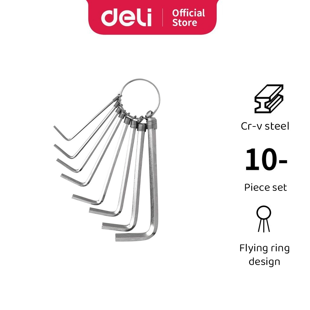 Deli Tools EDL3100 Hex Key Sets Flying Rings Design (1.5-10mm) | Shopee ...