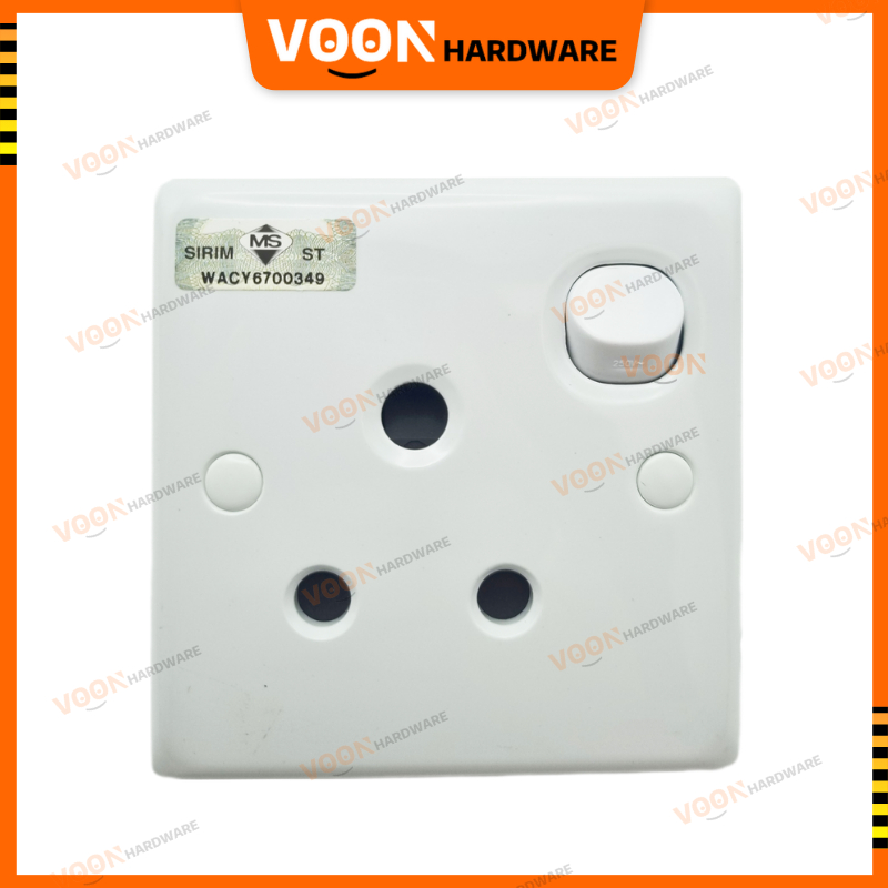 VOON [SIRIM] Single Switch Socket Round Pin 15A Electric Wall Outlet ...
