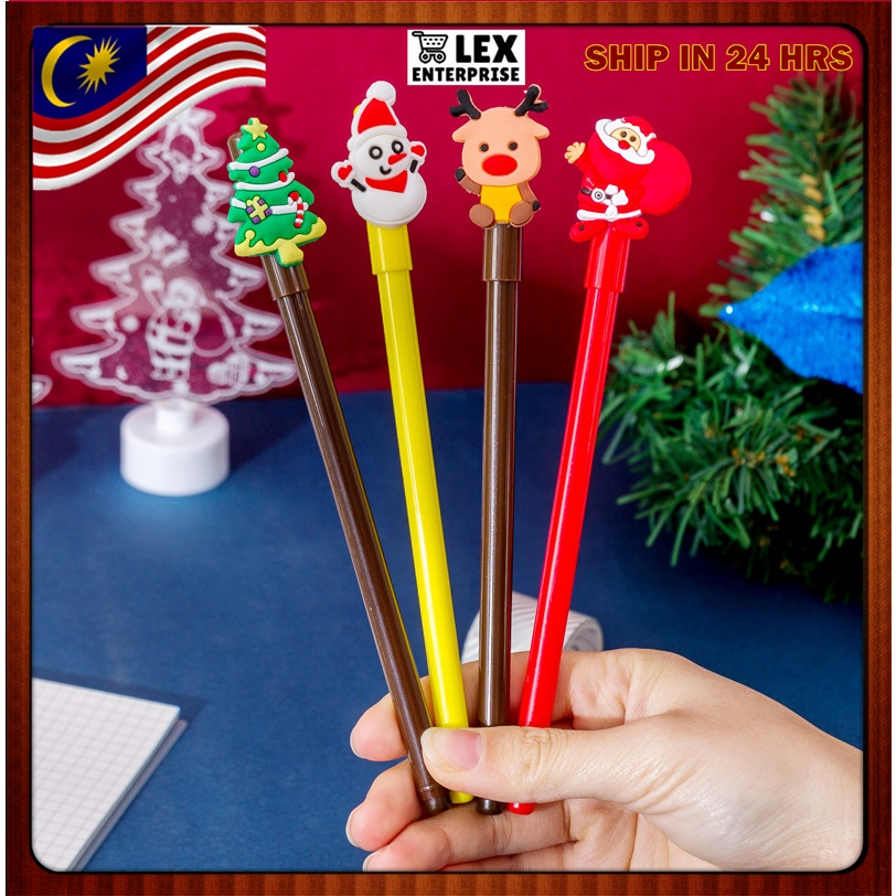 Christmas Santa Deer Snowman Gel Pen Cute Cartoon Learning Stationery ...