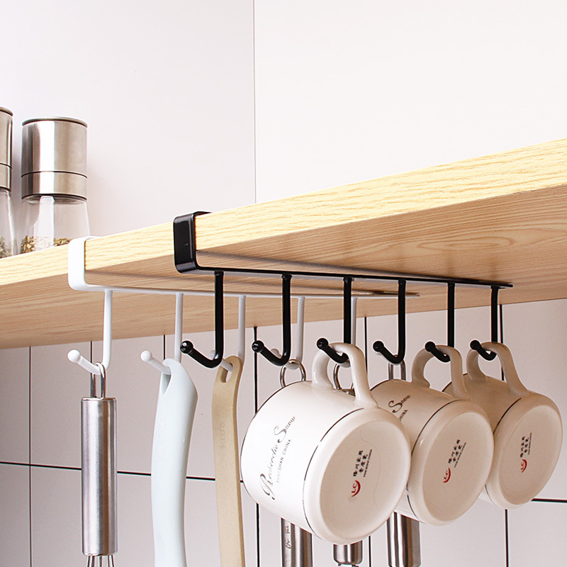 6 Hooks Kitchen Hanger Iron Hooks Shelf Free Of Punch Rack ...