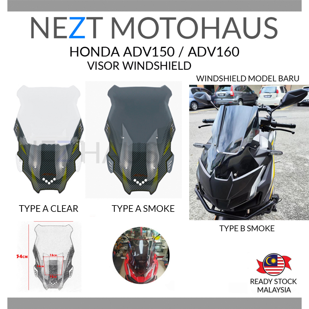 HONDA ADV150 ADV160 VISOR WINDSHIELD TYPE A SMOKE / CLEAR / TPYE B ...