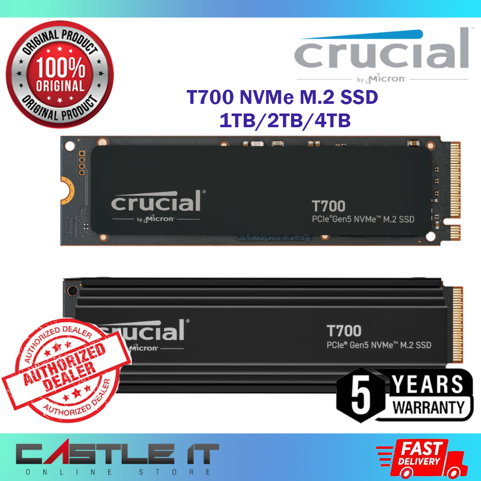 Crucial T700 4TB / 2TB / 1TB With Heatsink GEN5 12400MBPS READ 11800 ...
