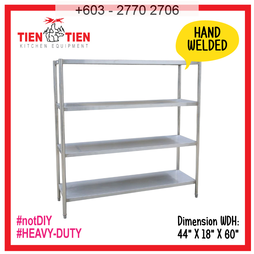 TIEN TIEN Stainless Steel 4 tier Rack with Solid Shelf ( SS023 ) SS ...