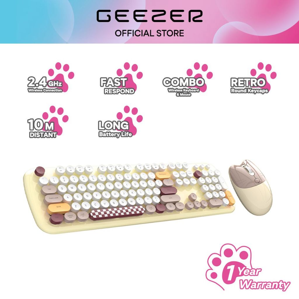 GEEZER Zero 2.4GHZ Wireless Keyboard And Mouse Combo Set | Shopee Malaysia