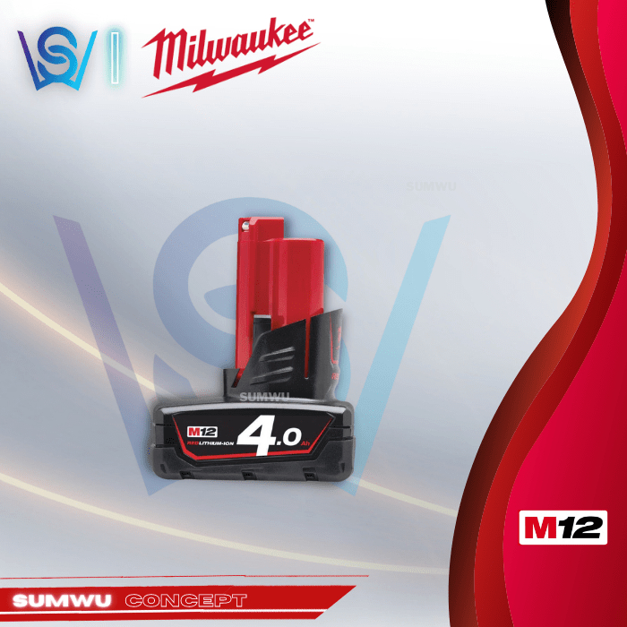MILWAUKEE M12 RED LITHIUM-ION 4.0Ah Battery /STARTER PACK (M12B4) 100% ...
