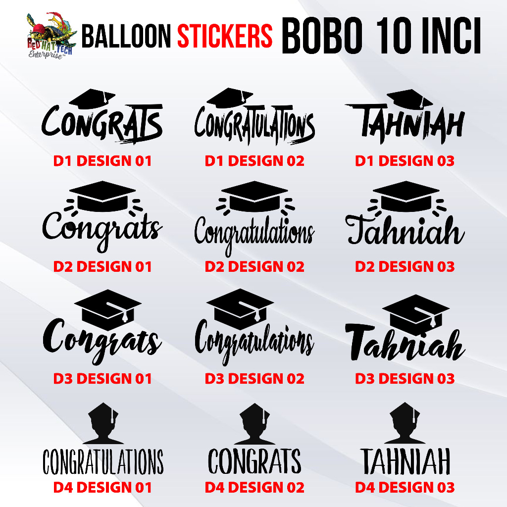 CONGRATS D1 [BOBO 10" INCI] CONGRATULATION/TAHNIAH - STICKER SURPRISE ...