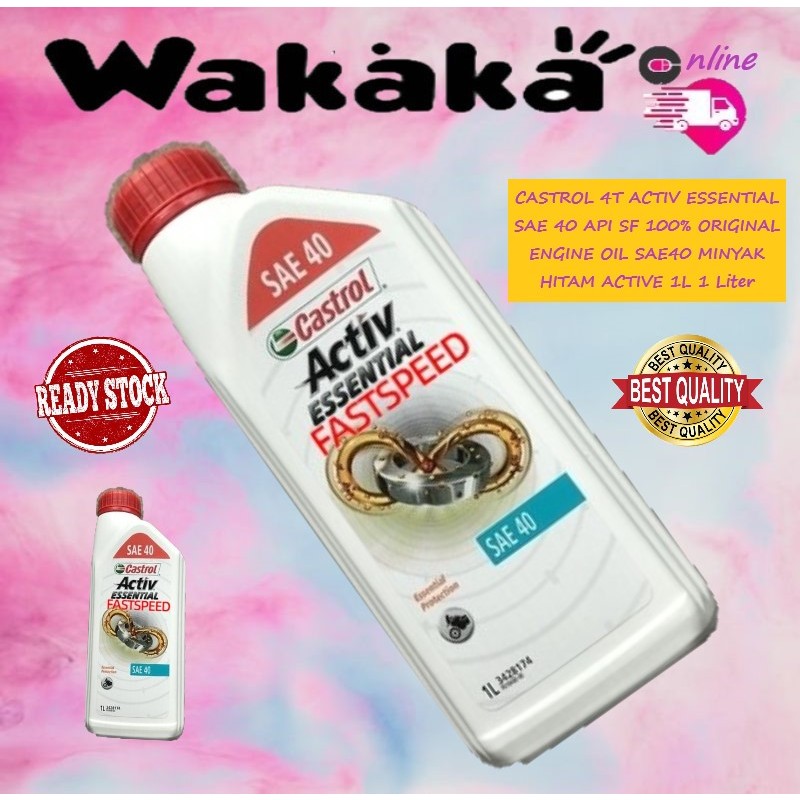 CASTROL 4T ACTIV ESSENTIAL SAE 40 API SF 100% ORIGINAL 1liter | Shopee ...